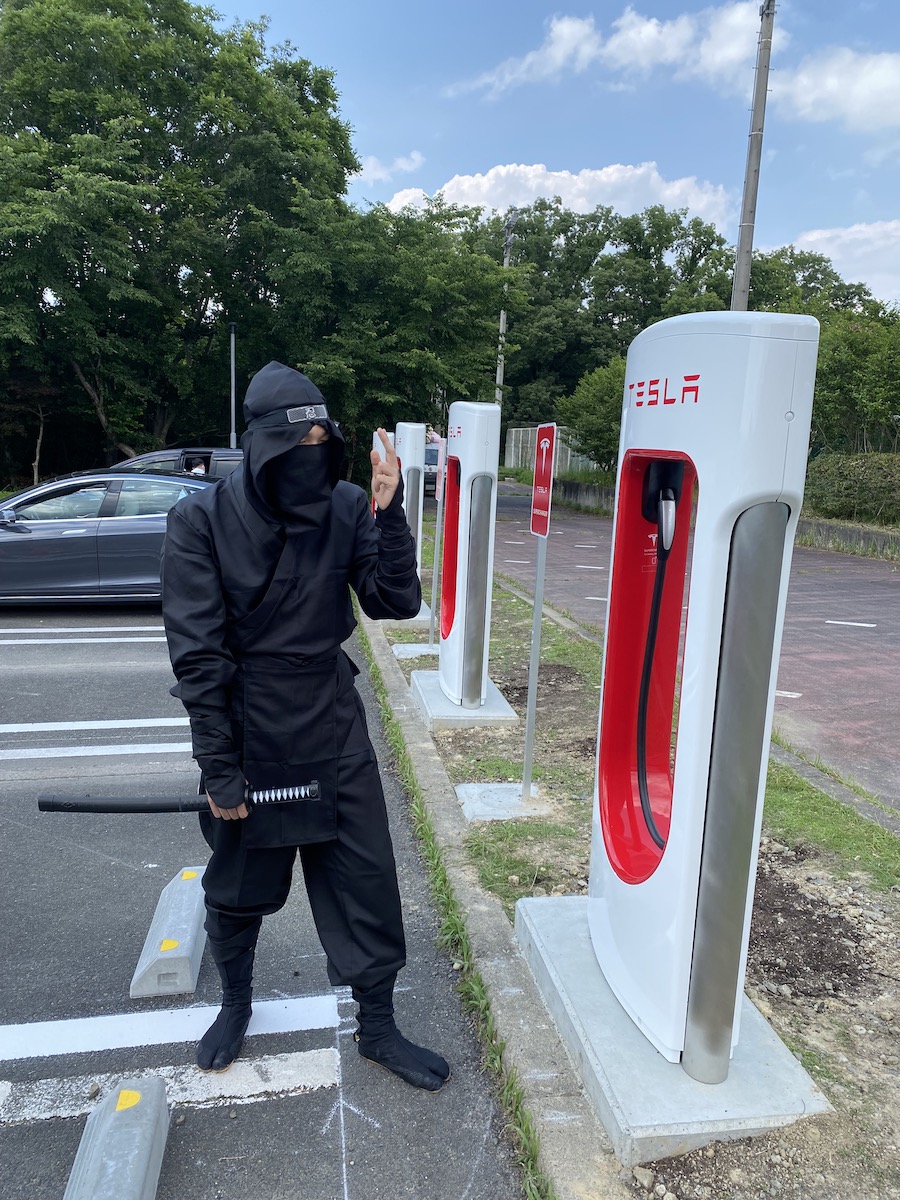 Ninja drives Tesla